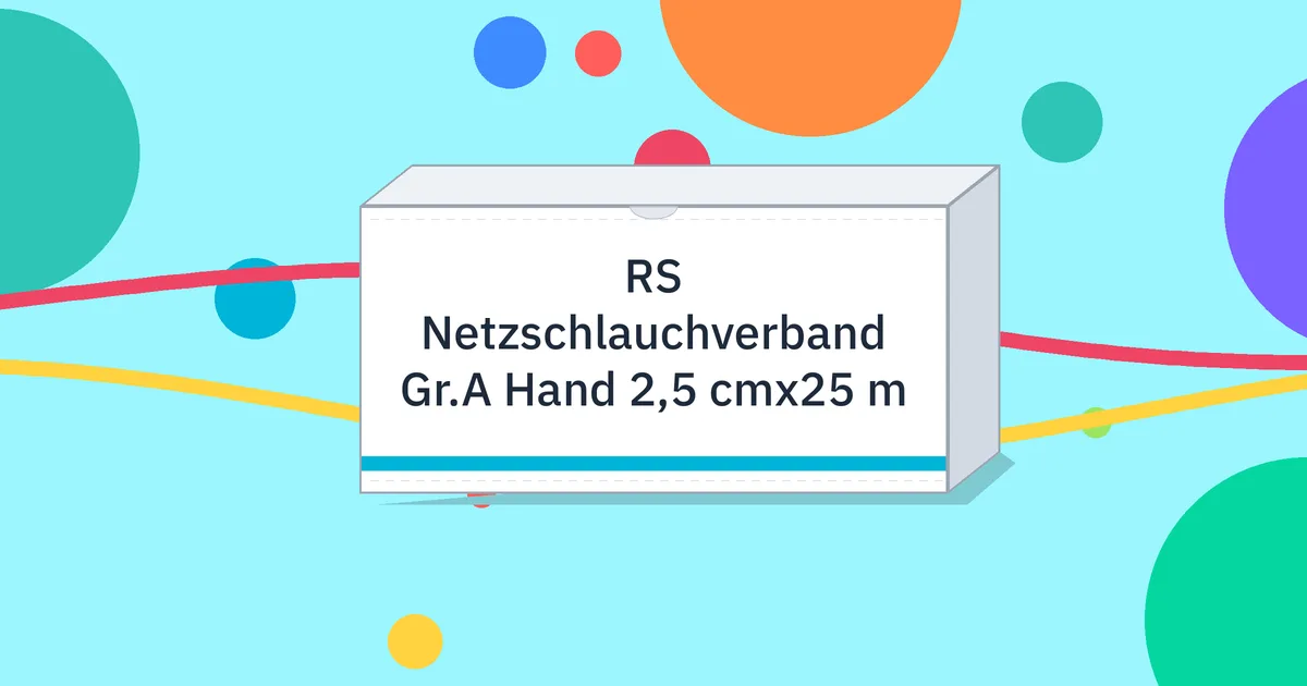 Symbolbild: Packung mit der Aufschrift RS Netzschlauchverband Gr.A Hand 2,5 cmx25 m (PZN 04871163) – Verfügbarkeit und Bezug in Apotheken in Frankfurt am Main