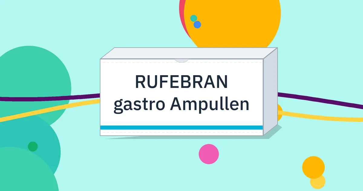 Symbolbild: Packung mit der Aufschrift RUFEBRAN gastro Ampullen (PZN 03799245) – Verfügbarkeit und Bezug in Apotheken in Frankfurt am Main