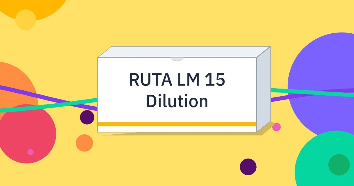 Symbolbild: Packung mit der Aufschrift RUTA LM 15 Dilution (PZN 13173736) – Verfügbarkeit und Bezug in Apotheken in Frankfurt am Main