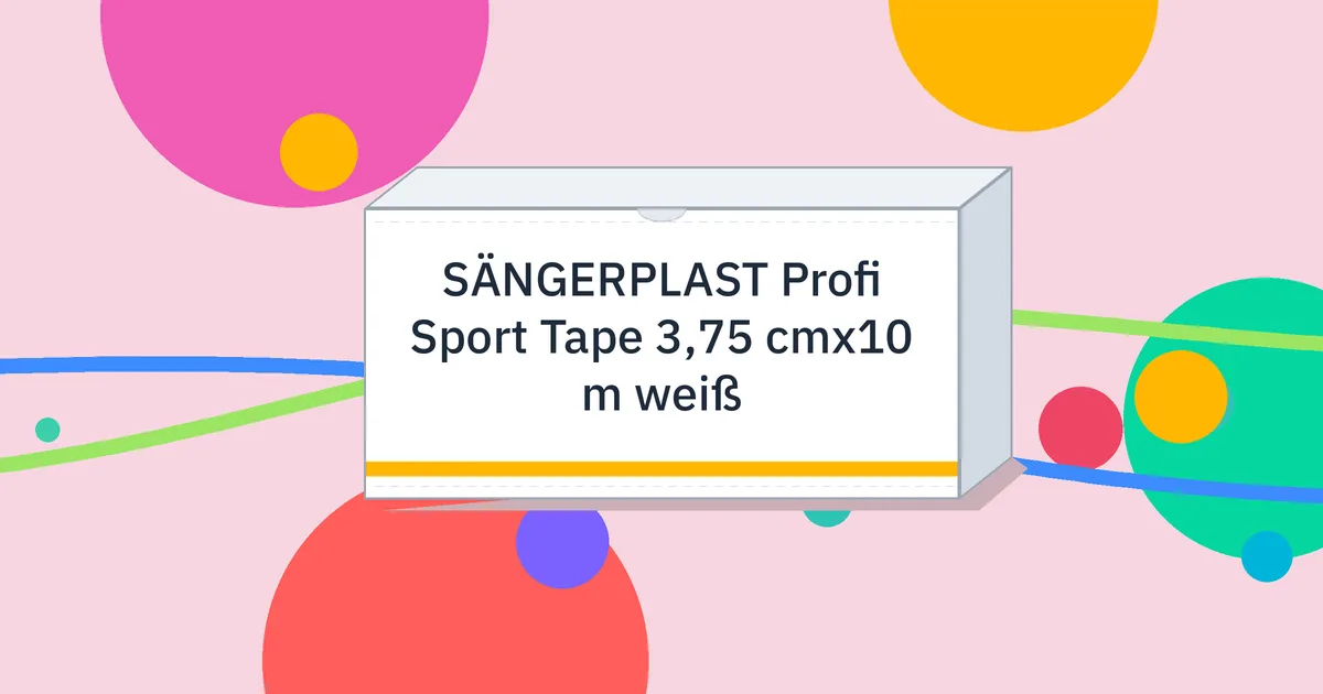 Symbolbild: Packung mit der Aufschrift SÄNGERPLAST Profi Sport Tape 3,75 cmx10 m weiß (PZN 04682634) – Verfügbarkeit und Bezug in Apotheken in Frankfurt am Main