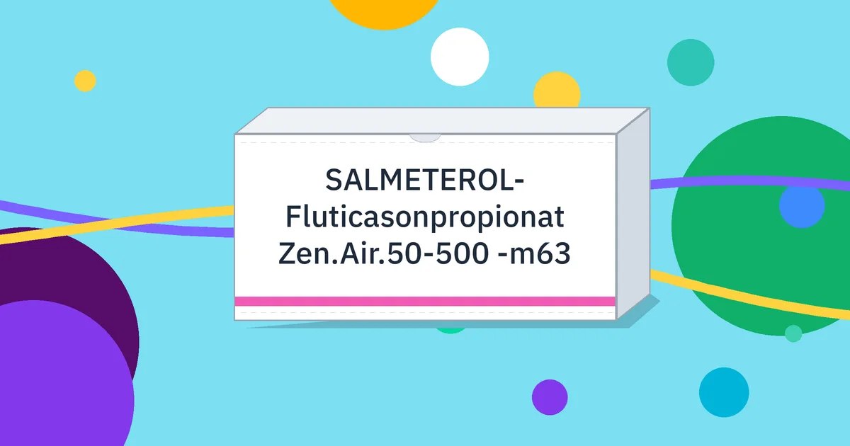 Symbolbild: Packung mit der Aufschrift SALMETEROL-Fluticasonpropionat Zen.Air.50-500 -m63 (PZN 16737139) – Verfügbarkeit und Bezug in Apotheken in Frankfurt am Main