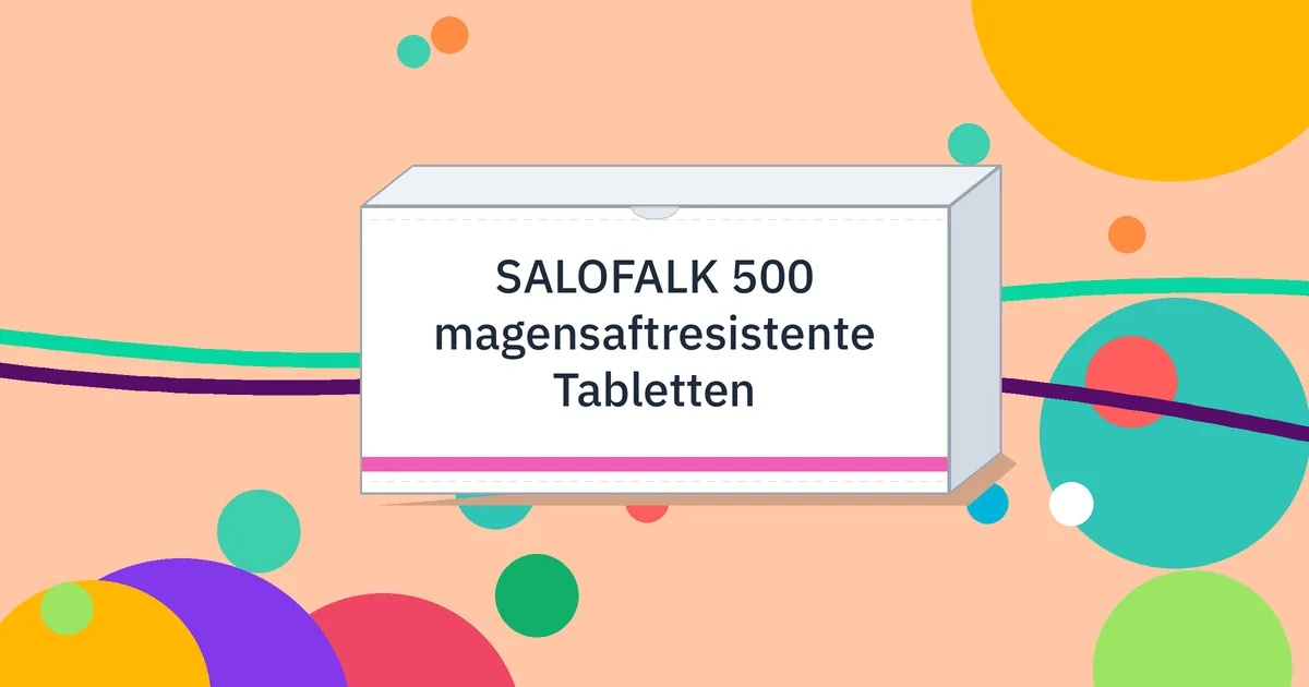 Symbolbild: Packung mit der Aufschrift SALOFALK 500 magensaftresistente Tabletten (PZN 02232200) – Verfügbarkeit und Bezug in Apotheken in Frankfurt am Main