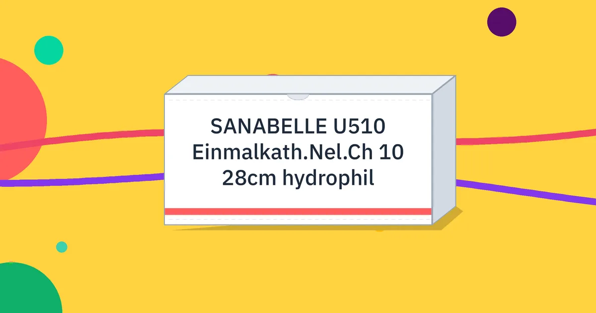 Symbolbild: Packung mit der Aufschrift SANABELLE U510 Einmalkath.Nel.Ch 10 28cm hydrophil (PZN 13723786) – Verfügbarkeit und Bezug in Apotheken in Frankfurt am Main