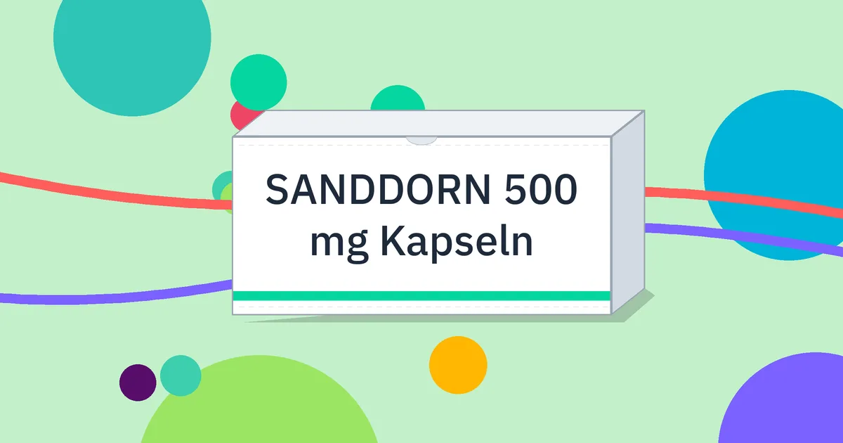 Symbolbild: Packung mit der Aufschrift SANDDORN 500 mg Kapseln (PZN 17550696) – Verfügbarkeit und Bezug in Apotheken in Frankfurt am Main