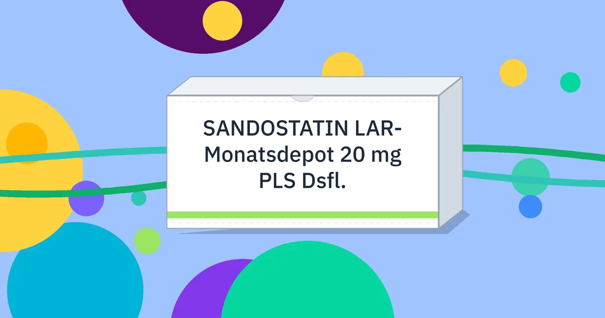 Symbolbild: Packung mit der Aufschrift SANDOSTATIN LAR-Monatsdepot 20 mg PLS Dsfl. (PZN 03821269) – Verfügbarkeit und Bezug in Apotheken in Frankfurt am Main
