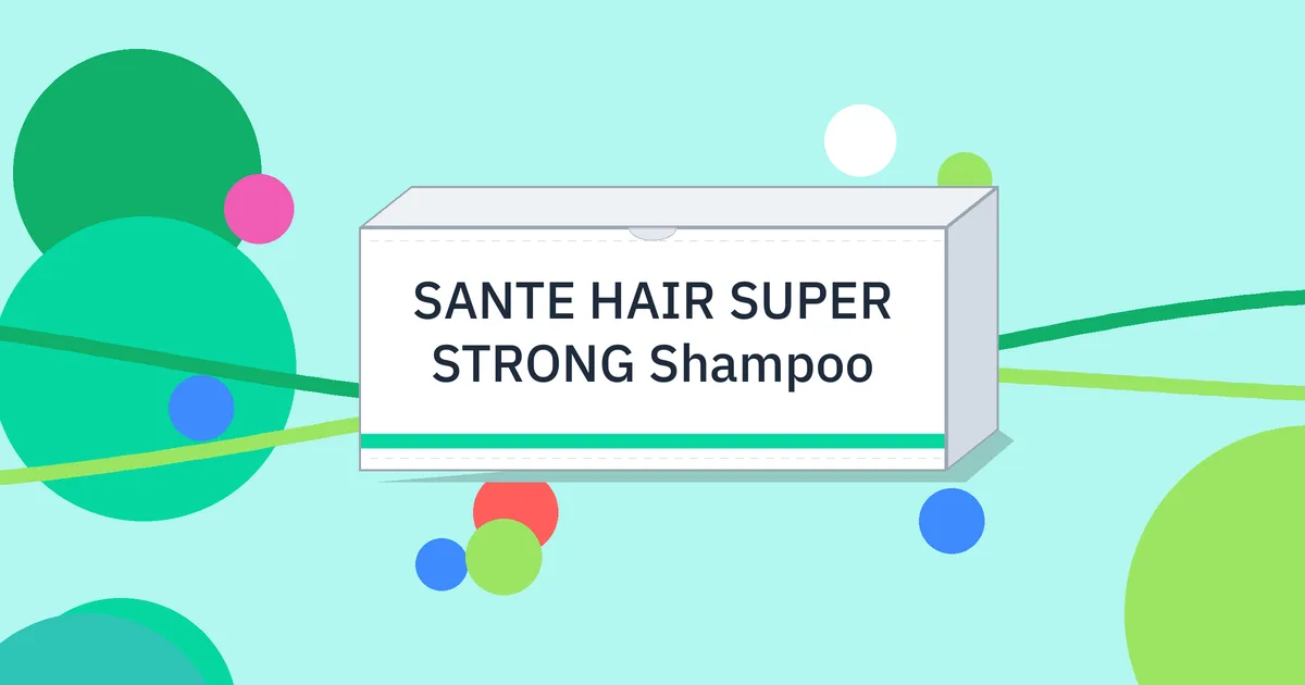 Symbolbild: Packung mit der Aufschrift SANTE HAIR SUPER STRONG Shampoo (PZN 19419552) – Verfügbarkeit und Bezug in Apotheken in Frankfurt am Main