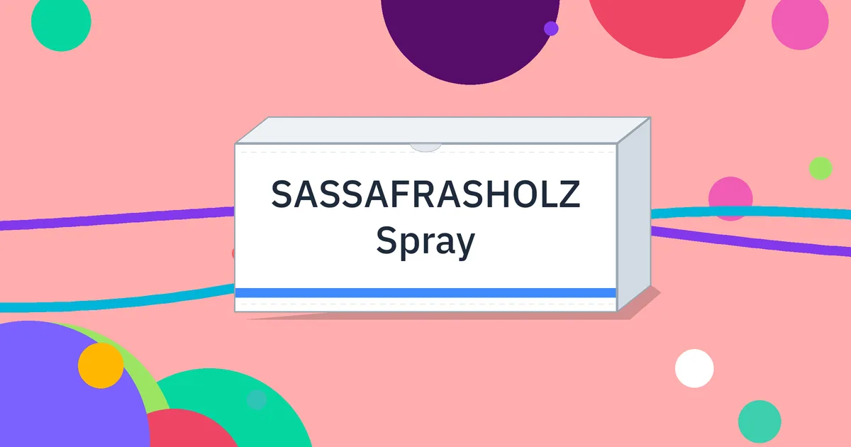 Symbolbild: Packung mit der Aufschrift SASSAFRASHOLZ Spray (PZN 18439713) – Verfügbarkeit und Bezug in Apotheken in Frankfurt am Main