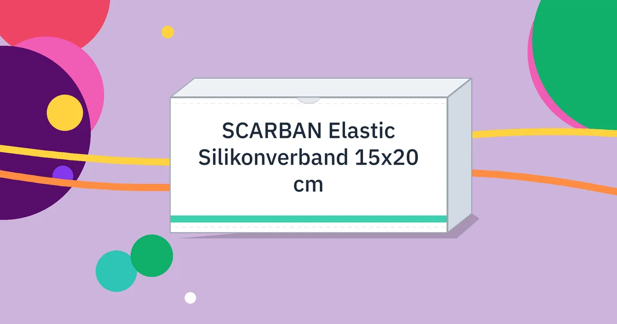 Symbolbild: Packung mit der Aufschrift SCARBAN Elastic Silikonverband 15x20 cm (PZN 04740219) – Verfügbarkeit und Bezug in Apotheken in Frankfurt am Main