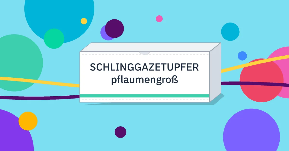 Symbolbild: Packung mit der Aufschrift SCHLINGGAZETUPFER pflaumengroß (PZN 03391099) – Verfügbarkeit und Bezug in Apotheken in Frankfurt am Main