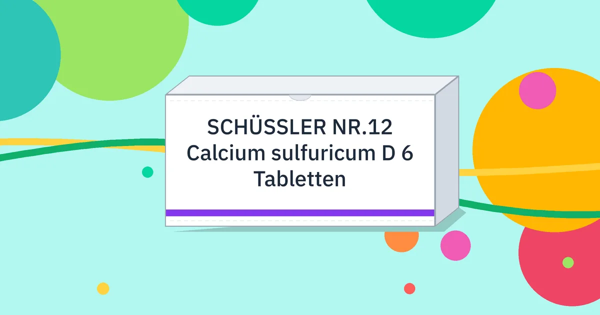 Symbolbild: Packung mit der Aufschrift SCHÜSSLER NR.12 Calcium sulfuricum D 6 Tabletten (PZN 13576888) – Verfügbarkeit und Bezug in Apotheken in Frankfurt am Main
