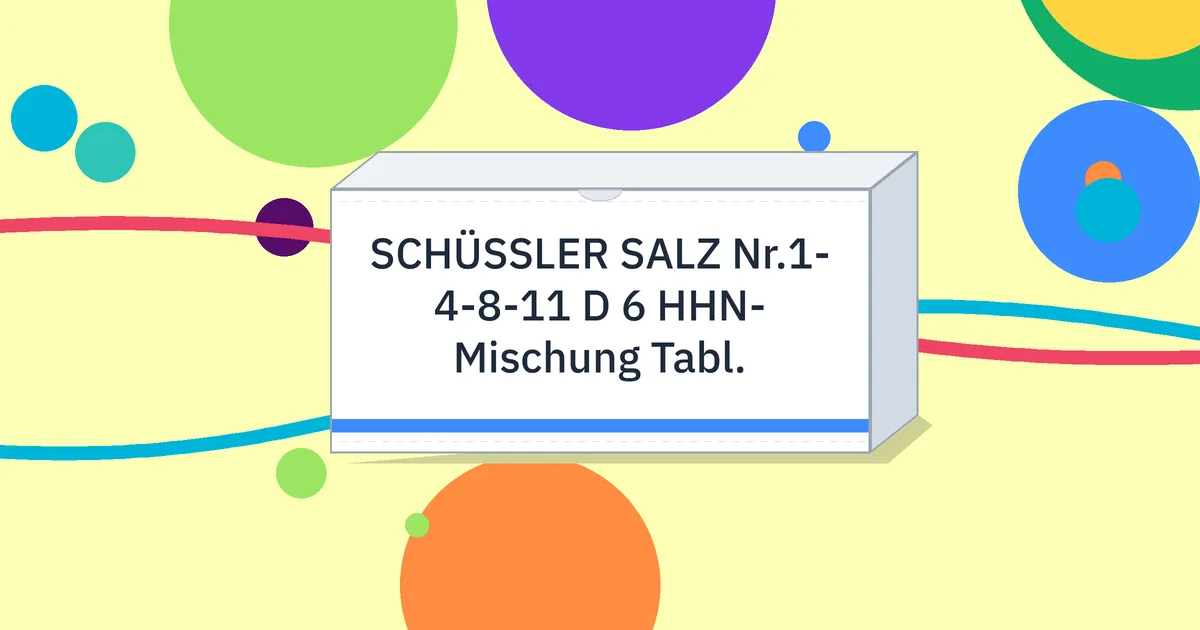 Symbolbild: Packung mit der Aufschrift SCHÜSSLER SALZ Nr.1-4-8-11 D 6 HHN-Mischung Tabl. (PZN 19644177) – Verfügbarkeit und Bezug in Apotheken in Frankfurt am Main