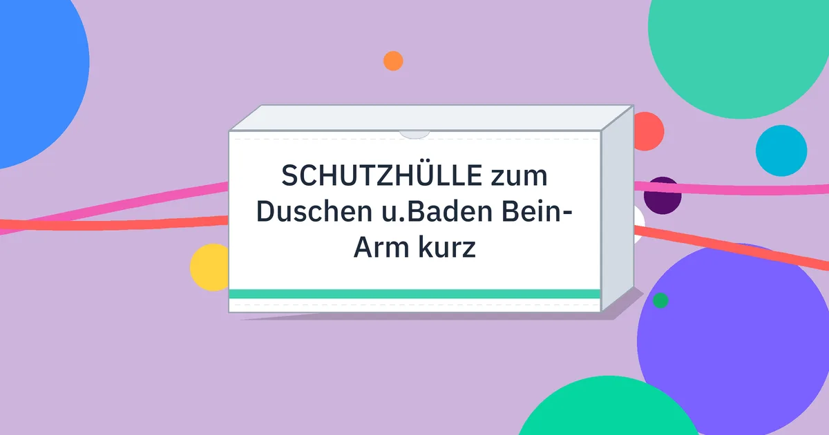 Symbolbild: Packung mit der Aufschrift SCHUTZHÜLLE zum Duschen u.Baden Bein-Arm kurz (PZN 10915485) – Verfügbarkeit und Bezug in Apotheken in Frankfurt am Main