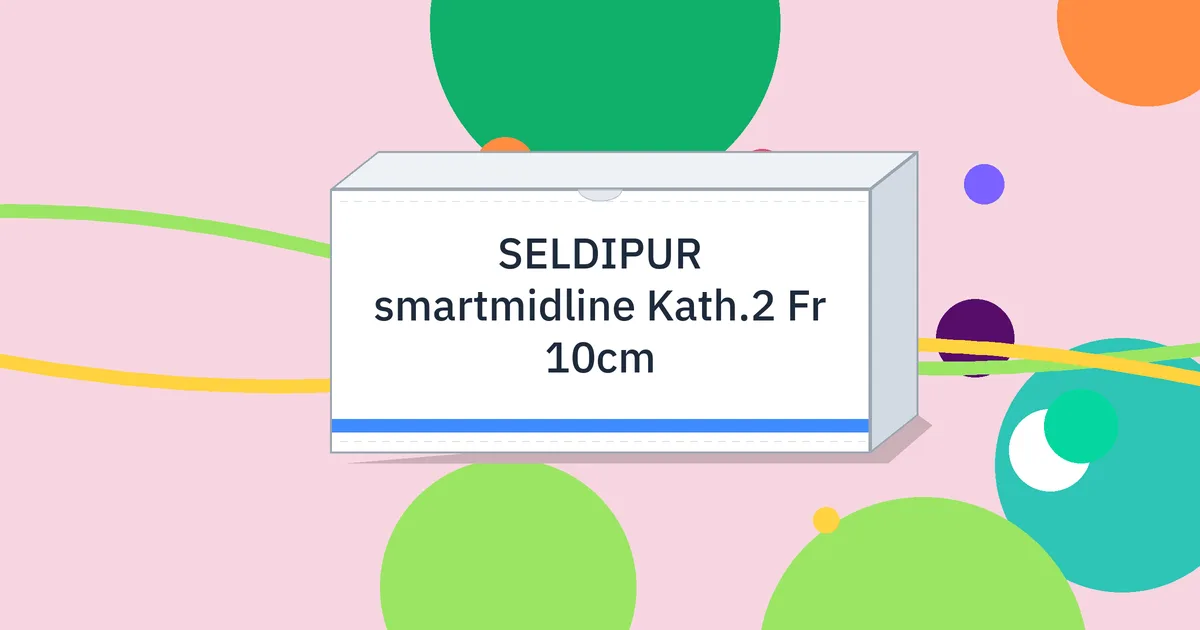 Symbolbild: Packung mit der Aufschrift SELDIPUR smartmidline Kath.2 Fr 10cm (PZN 15263449) – Verfügbarkeit und Bezug in Apotheken in Frankfurt am Main