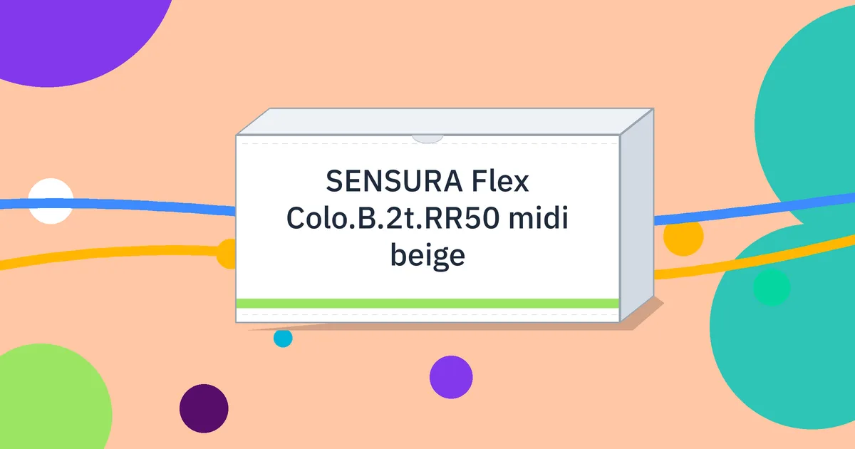 Symbolbild: Packung mit der Aufschrift SENSURA Flex Colo.B.2t.RR50 midi beige (PZN 03098206) – Verfügbarkeit und Bezug in Apotheken in Frankfurt am Main
