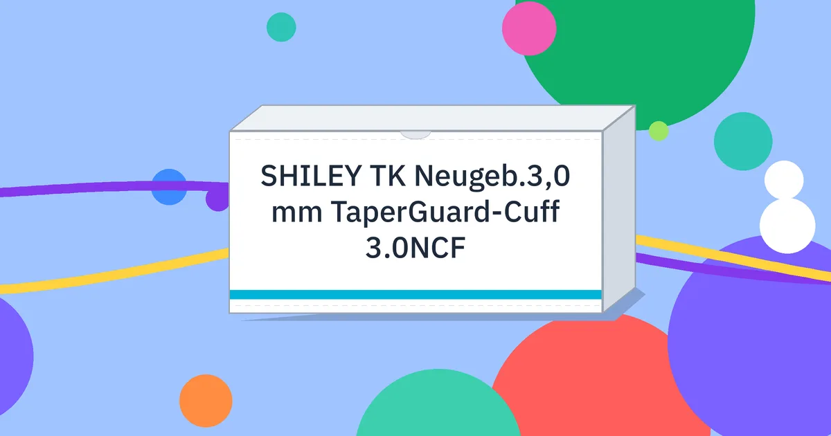 Symbolbild: Packung mit der Aufschrift SHILEY TK Neugeb.3,0 mm TaperGuard-Cuff 3.0NCF (PZN 11596208) – Verfügbarkeit und Bezug in Apotheken in Frankfurt am Main