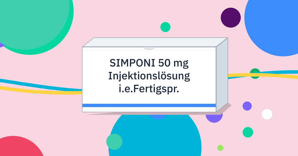 Symbolbild: Packung mit der Aufschrift SIMPONI 50 mg Injektionslösung i.e.Fertigspr. (PZN 11537967) – Verfügbarkeit und Bezug in Apotheken in Frankfurt am Main