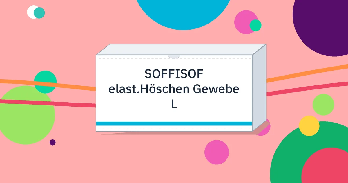 Symbolbild: Packung mit der Aufschrift SOFFISOF elast.Höschen Gewebe L (PZN 11659133) – Verfügbarkeit und Bezug in Apotheken in Frankfurt am Main