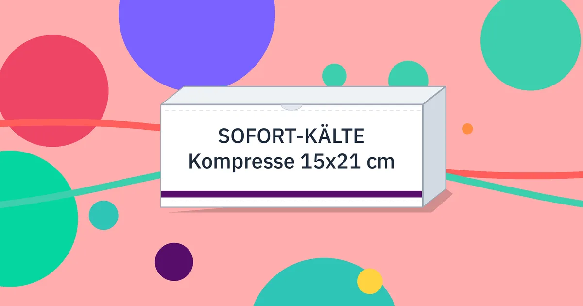 Symbolbild: Packung mit der Aufschrift SOFORT-KÄLTE Kompresse 15x21 cm (PZN 09424256) – Verfügbarkeit und Bezug in Apotheken in Frankfurt am Main