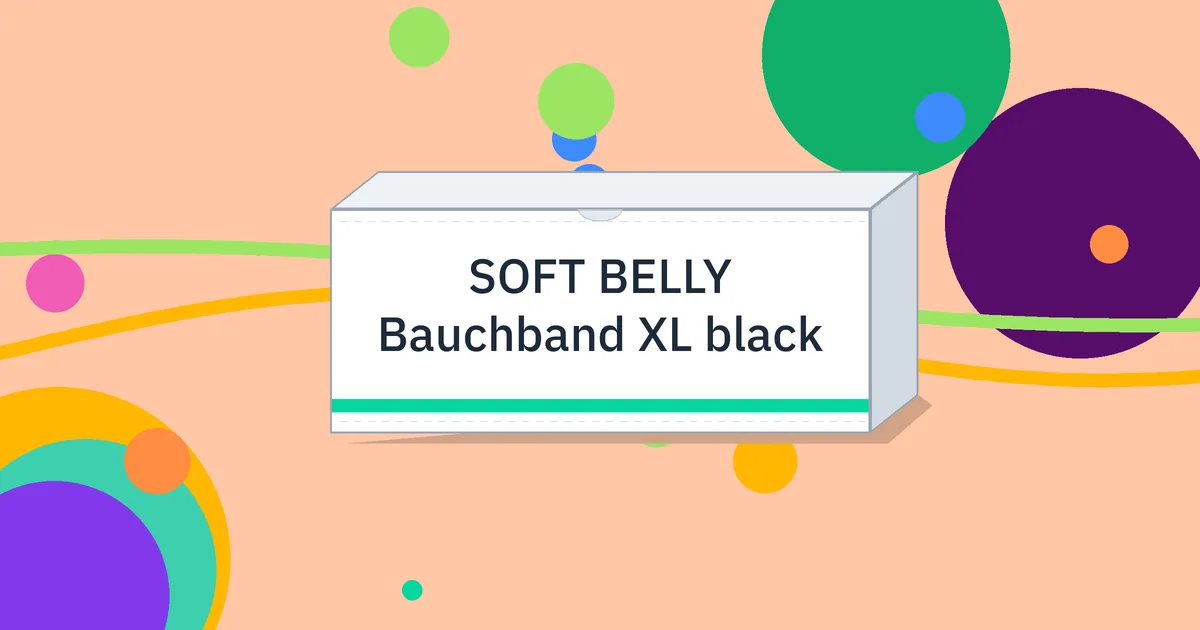 Symbolbild: Packung mit der Aufschrift SOFT BELLY Bauchband XL black (PZN 18496964) – Verfügbarkeit und Bezug in Apotheken in Frankfurt am Main