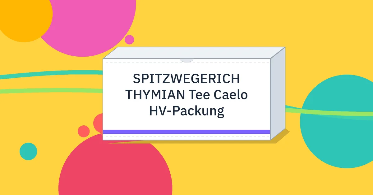 Symbolbild: Packung mit der Aufschrift SPITZWEGERICH THYMIAN Tee Caelo HV-Packung (PZN 05372485) – Verfügbarkeit und Bezug in Apotheken in Frankfurt am Main