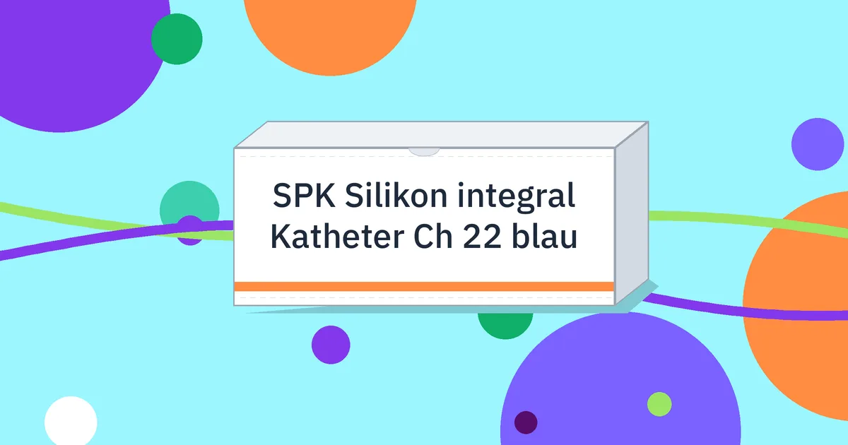 Symbolbild: Packung mit der Aufschrift SPK Silikon integral Katheter Ch 22 blau (PZN 13163293) – Verfügbarkeit und Bezug in Apotheken in Frankfurt am Main