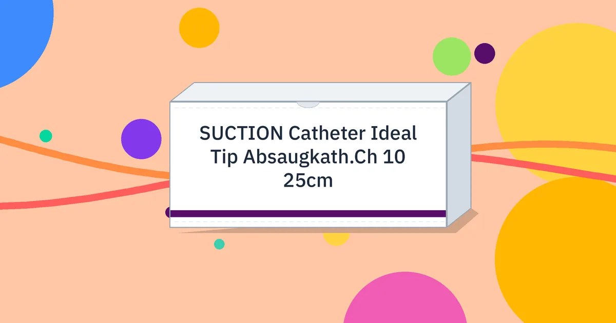 Symbolbild: Packung mit der Aufschrift SUCTION Catheter Ideal Tip Absaugkath.Ch 10 25cm (PZN 18495137) – Verfügbarkeit und Bezug in Apotheken in Frankfurt am Main