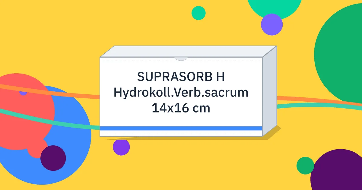 Symbolbild: Packung mit der Aufschrift SUPRASORB H Hydrokoll.Verb.sacrum 14x16 cm (PZN 06098810) – Verfügbarkeit und Bezug in Apotheken in Frankfurt am Main