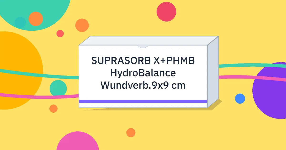 Symbolbild: Packung mit der Aufschrift SUPRASORB X+PHMB HydroBalance Wundverb.9x9 cm (PZN 01730539) – Verfügbarkeit und Bezug in Apotheken in Frankfurt am Main