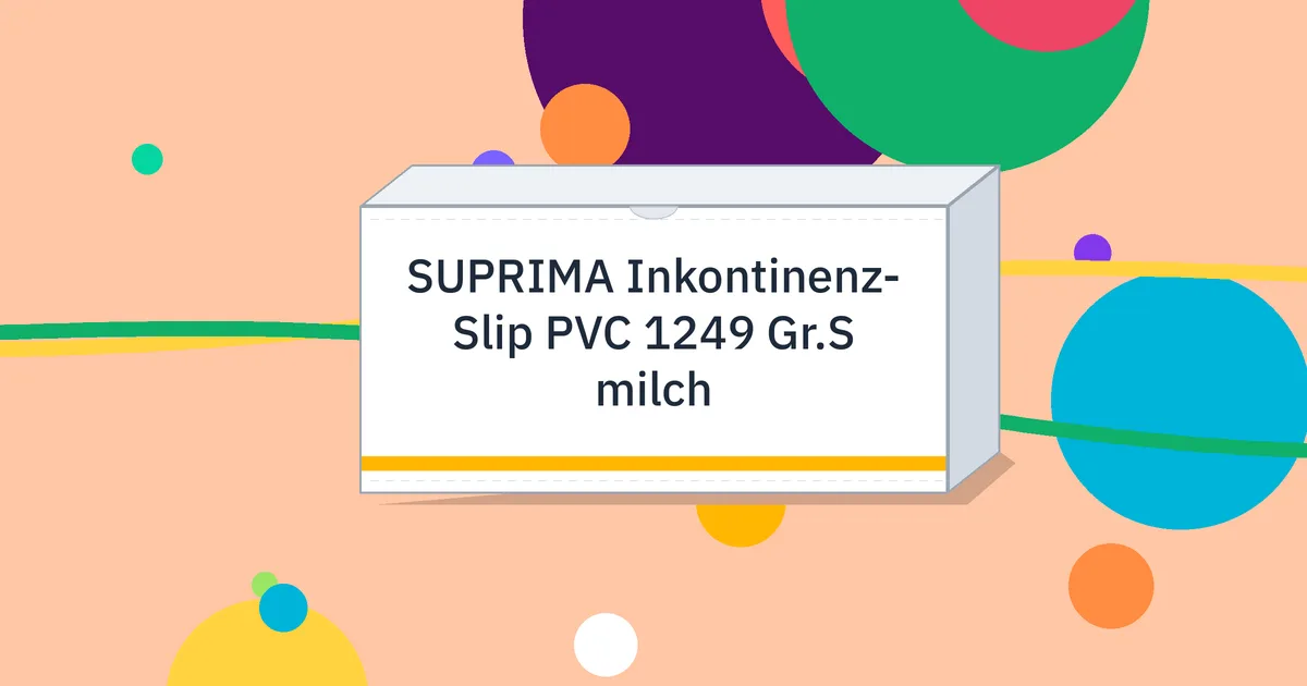 Symbolbild: Packung mit der Aufschrift SUPRIMA Inkontinenz-Slip PVC 1249 Gr.S milch (PZN 02063134) – Verfügbarkeit und Bezug in Apotheken in Frankfurt am Main