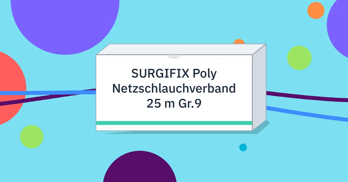 Symbolbild: Packung mit der Aufschrift SURGIFIX Poly Netzschlauchverband 25 m Gr.9 (PZN 18386595) – Verfügbarkeit und Bezug in Apotheken in Frankfurt am Main