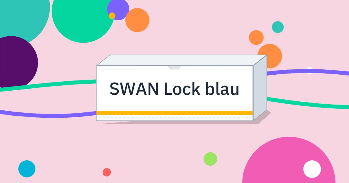Symbolbild: Packung mit der Aufschrift SWAN Lock blau (PZN 11216022) – Verfügbarkeit und Bezug in Apotheken in Frankfurt am Main