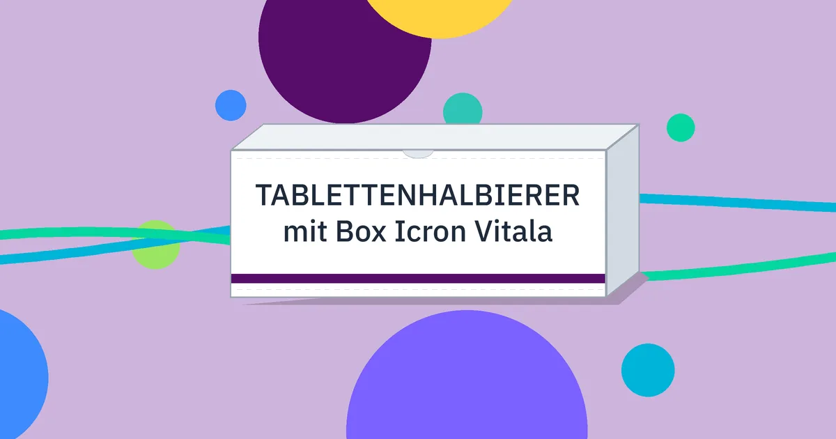 Symbolbild: Packung mit der Aufschrift TABLETTENHALBIERER mit Box Icron Vitala (PZN 01845142) – Verfügbarkeit und Bezug in Apotheken in Frankfurt am Main