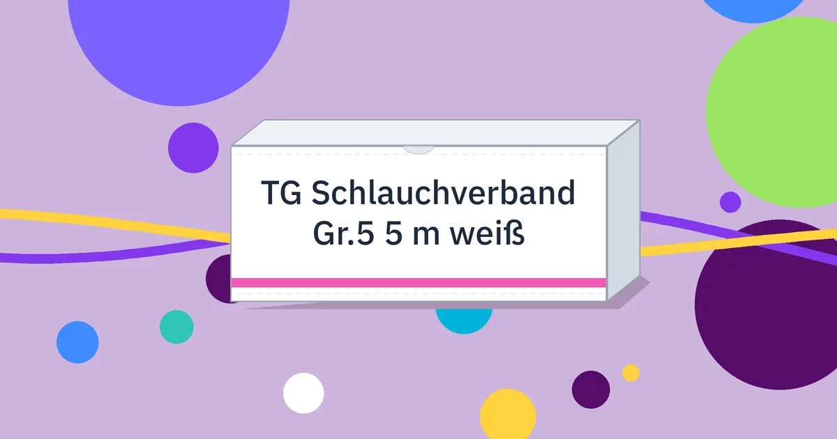 Symbolbild: Packung mit der Aufschrift TG Schlauchverband Gr.5 5 m weiß (PZN 19831324) – Verfügbarkeit und Bezug in Apotheken in Frankfurt am Main