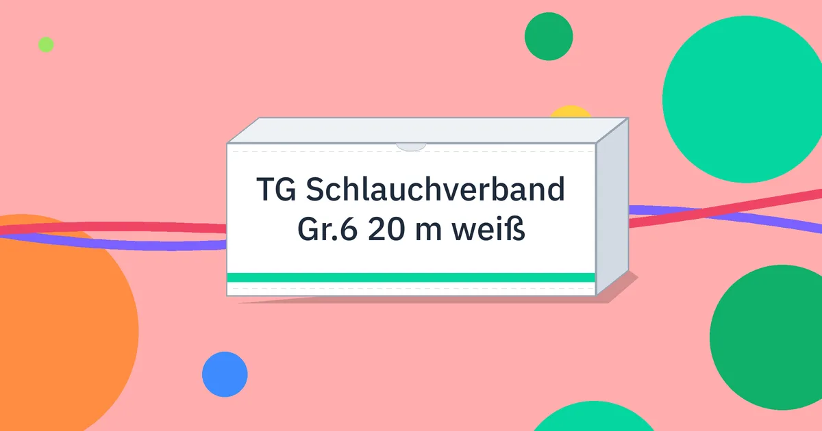 Symbolbild: Packung mit der Aufschrift TG Schlauchverband Gr.6 20 m weiß (PZN 19704206) – Verfügbarkeit und Bezug in Apotheken in Frankfurt am Main