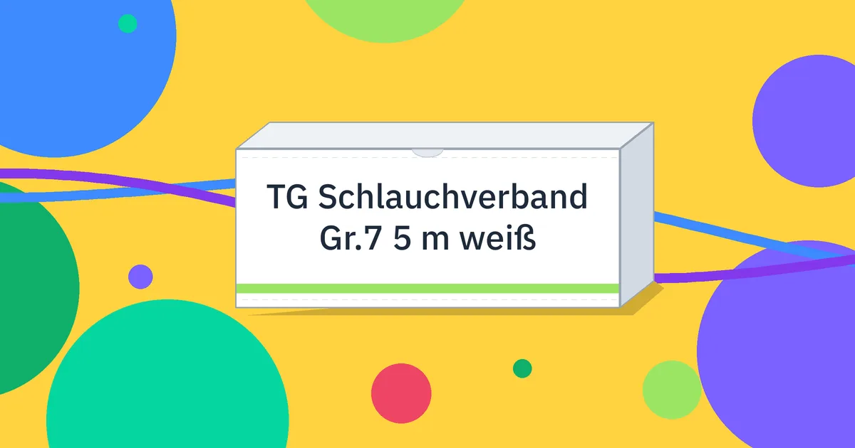Symbolbild: Packung mit der Aufschrift TG Schlauchverband Gr.7 5 m weiß (PZN 20059403) – Verfügbarkeit und Bezug in Apotheken in Frankfurt am Main