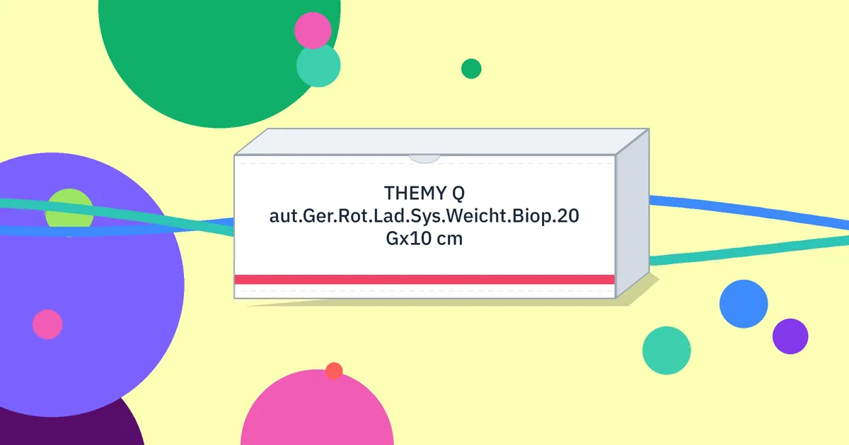 Symbolbild: Packung mit der Aufschrift THEMY Q aut.Ger.Rot.Lad.Sys.Weicht.Biop.20 Gx10 cm (PZN 19738027) – Verfügbarkeit und Bezug in Apotheken in Frankfurt am Main