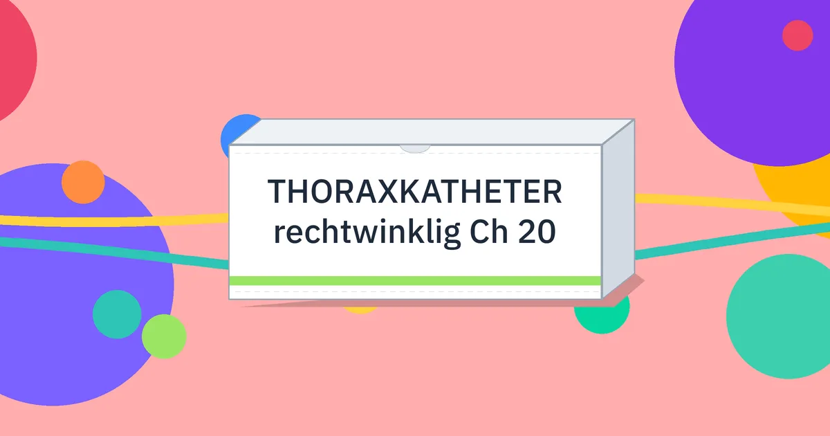 Symbolbild: Packung mit der Aufschrift THORAXKATHETER rechtwinklig Ch 20 (PZN 10033756) – Verfügbarkeit und Bezug in Apotheken in Frankfurt am Main