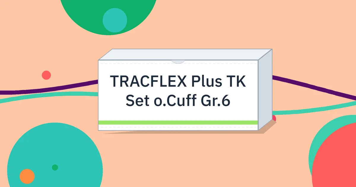 Symbolbild: Packung mit der Aufschrift TRACFLEX Plus TK Set o.Cuff Gr.6 (PZN 10391591) – Verfügbarkeit und Bezug in Apotheken in Frankfurt am Main