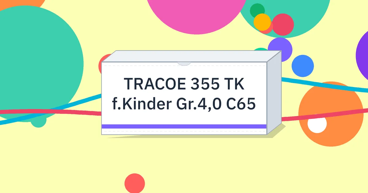 Symbolbild: Packung mit der Aufschrift TRACOE 355 TK f.Kinder Gr.4,0 C65 (PZN 11644226) – Verfügbarkeit und Bezug in Apotheken in Frankfurt am Main