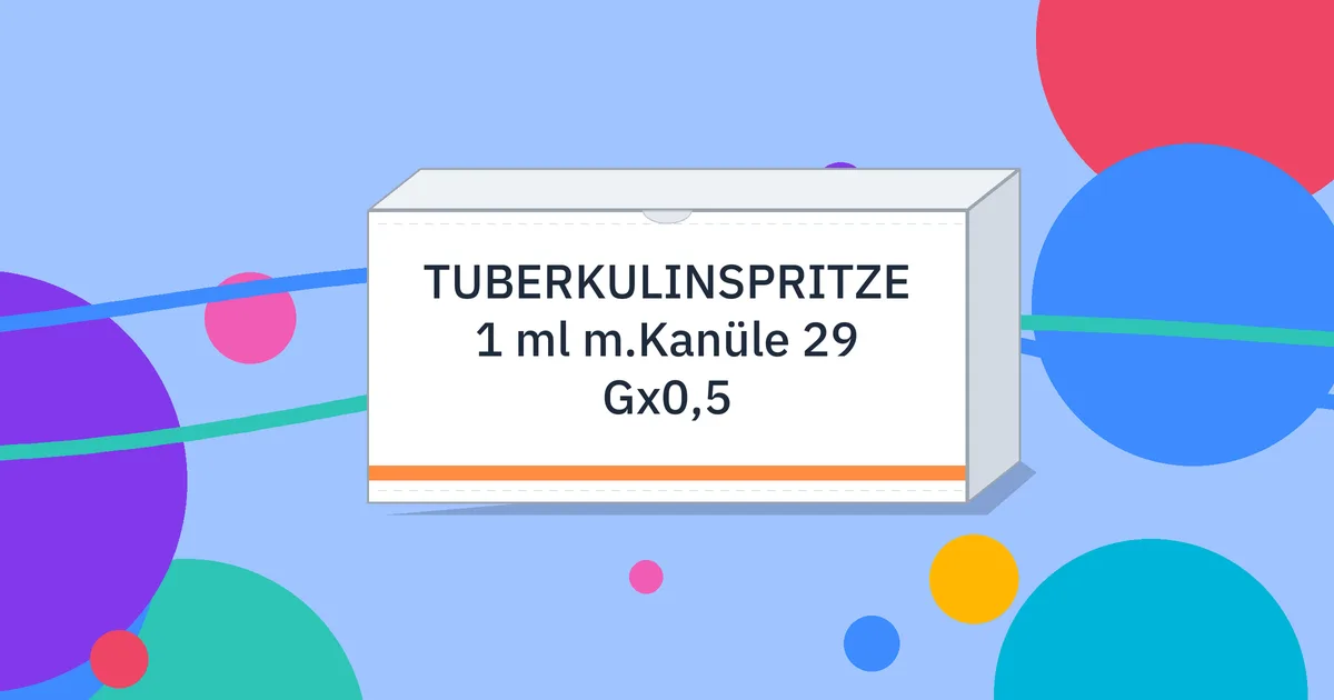 Symbolbild: Packung mit der Aufschrift TUBERKULINSPRITZE 1 ml m.Kanüle 29 Gx0,5 (PZN 18459288) – Verfügbarkeit und Bezug in Apotheken in Frankfurt am Main