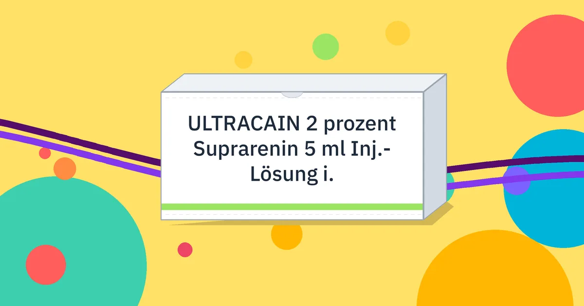 Symbolbild: Packung mit der Aufschrift ULTRACAIN 2 prozent Suprarenin 5 ml Inj.-Lösung i. (PZN 07008080) – Verfügbarkeit und Bezug in Apotheken in Frankfurt am Main