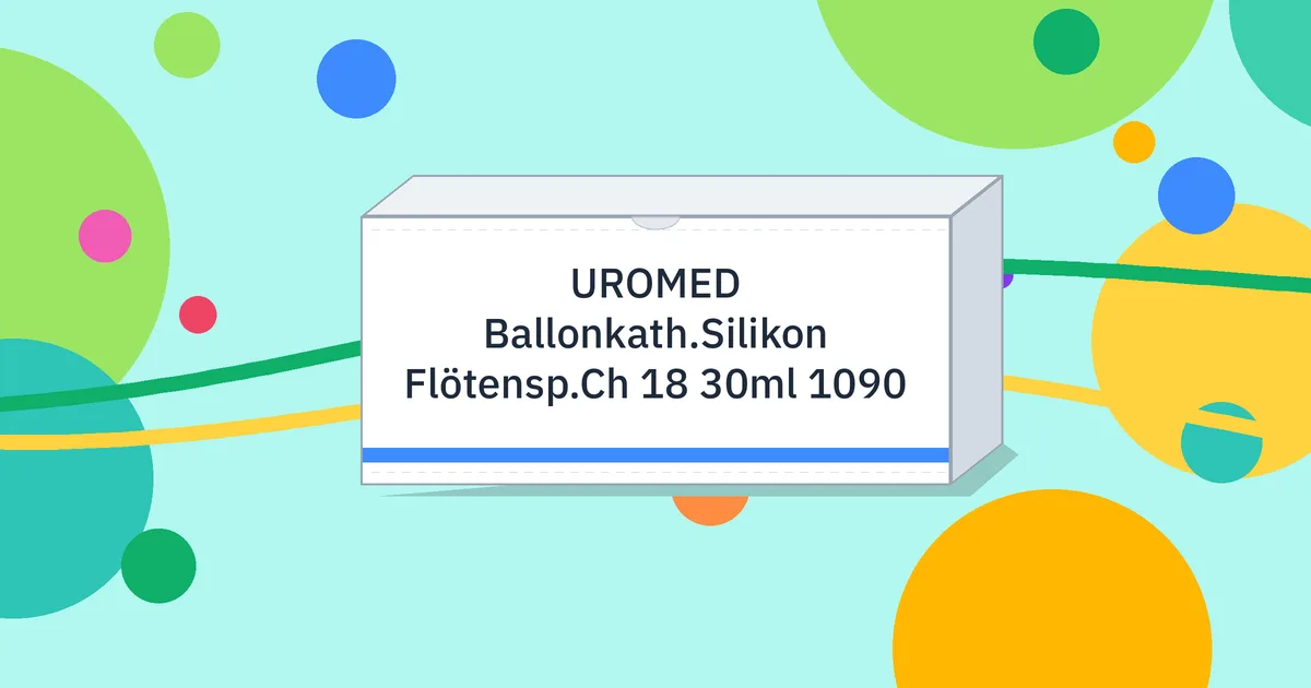 Symbolbild: Packung mit der Aufschrift UROMED Ballonkath.Silikon Flötensp.Ch 18 30ml 1090 (PZN 04741503) – Verfügbarkeit und Bezug in Apotheken in Frankfurt am Main