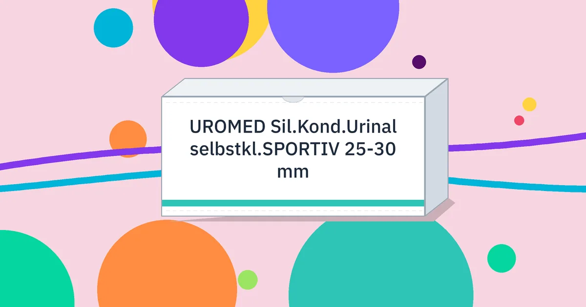 Symbolbild: Packung mit der Aufschrift UROMED Sil.Kond.Urinal selbstkl.SPORTIV 25-30 mm (PZN 13650194) – Verfügbarkeit und Bezug in Apotheken in Frankfurt am Main