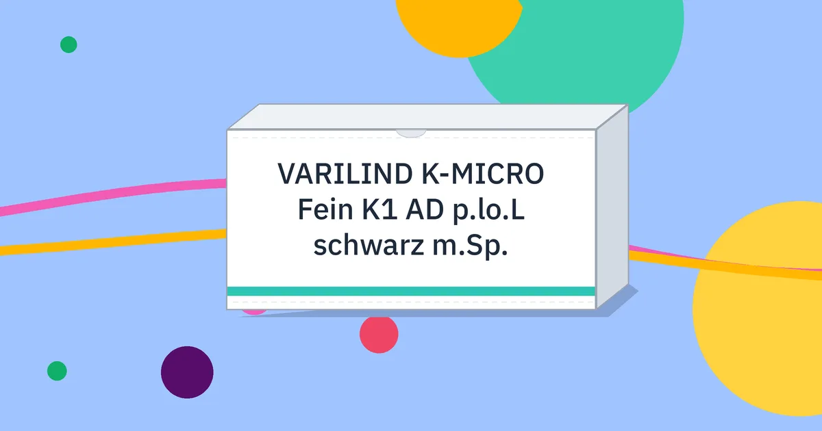 Symbolbild: Packung mit der Aufschrift VARILIND K-MICRO Fein K1 AD p.lo.L schwarz m.Sp. (PZN 20557880) – Verfügbarkeit und Bezug in Apotheken in Frankfurt am Main