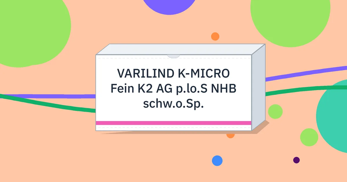 Symbolbild: Packung mit der Aufschrift VARILIND K-MICRO Fein K2 AG p.lo.S NHB schw.o.Sp. (PZN 20556811) – Verfügbarkeit und Bezug in Apotheken in Frankfurt am Main