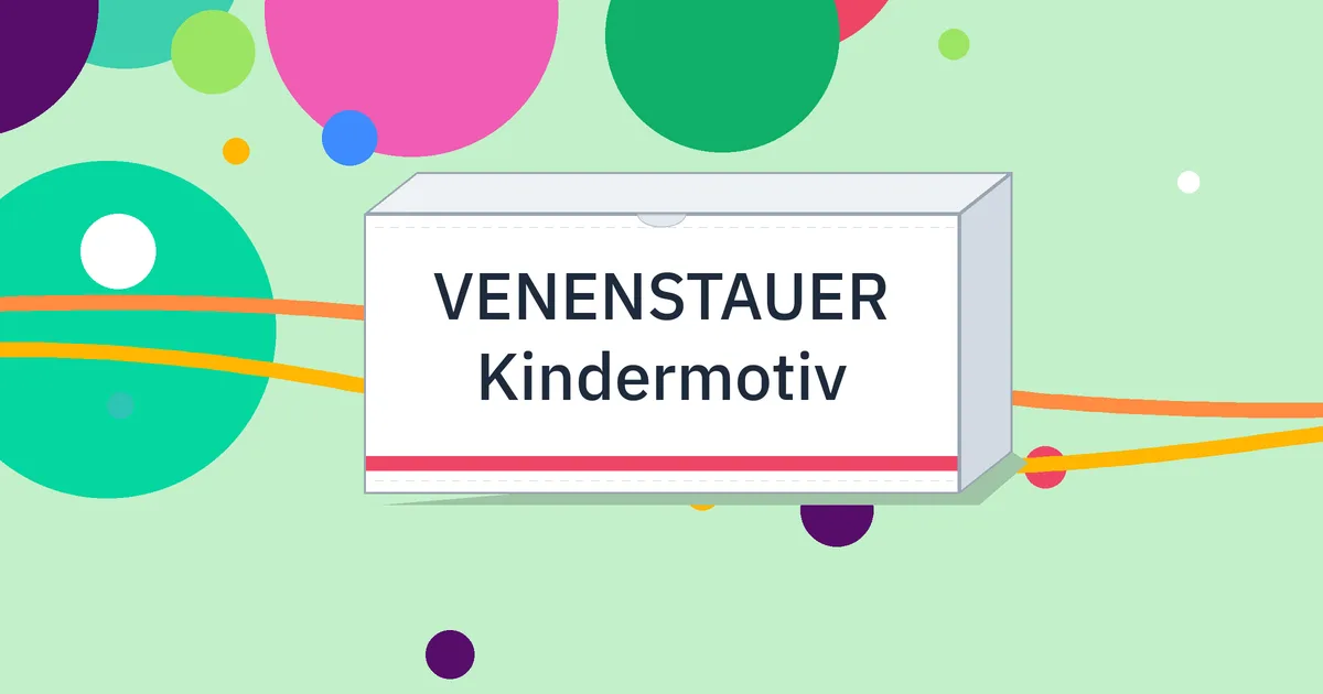 Symbolbild: Packung mit der Aufschrift VENENSTAUER Kindermotiv (PZN 09107751) – Verfügbarkeit und Bezug in Apotheken in Frankfurt am Main