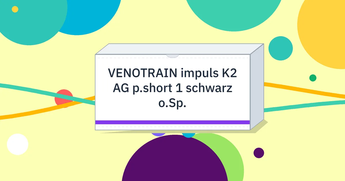 Symbolbild: Packung mit der Aufschrift VENOTRAIN impuls K2 AG p.short 1 schwarz o.Sp. (PZN 00496277) – Verfügbarkeit und Bezug in Apotheken in Frankfurt am Main