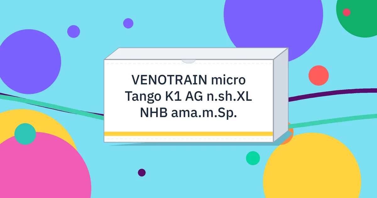 Symbolbild: Packung mit der Aufschrift VENOTRAIN micro Tango K1 AG n.sh.XL NHB ama.m.Sp. (PZN 17764523) – Verfügbarkeit und Bezug in Apotheken in Frankfurt am Main