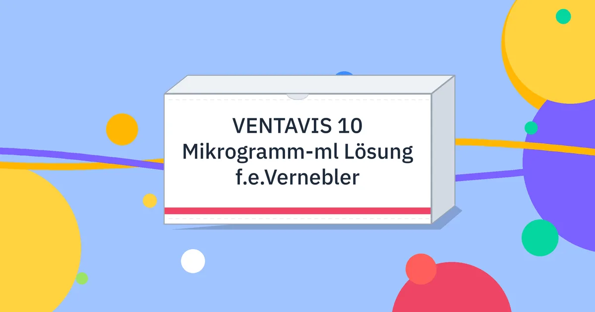 Symbolbild: Packung mit der Aufschrift VENTAVIS 10 Mikrogramm-ml Lösung f.e.Vernebler (PZN 04674942) – Verfügbarkeit und Bezug in Apotheken in Frankfurt am Main