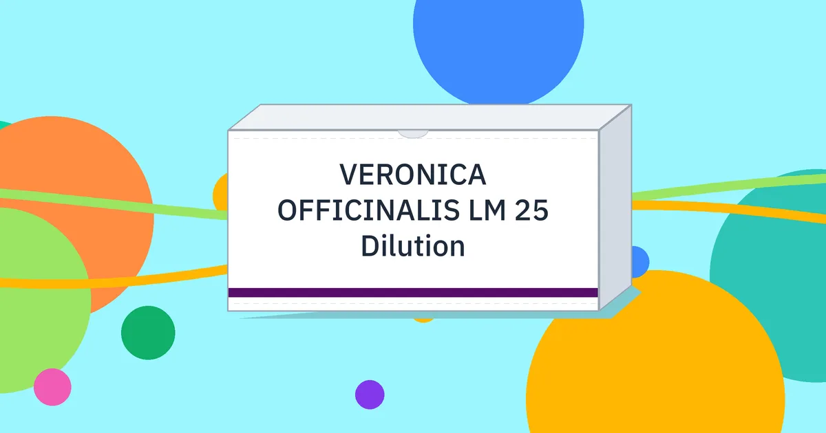 Symbolbild: Packung mit der Aufschrift VERONICA OFFICINALIS LM 25 Dilution (PZN 13270267) – Verfügbarkeit und Bezug in Apotheken in Frankfurt am Main